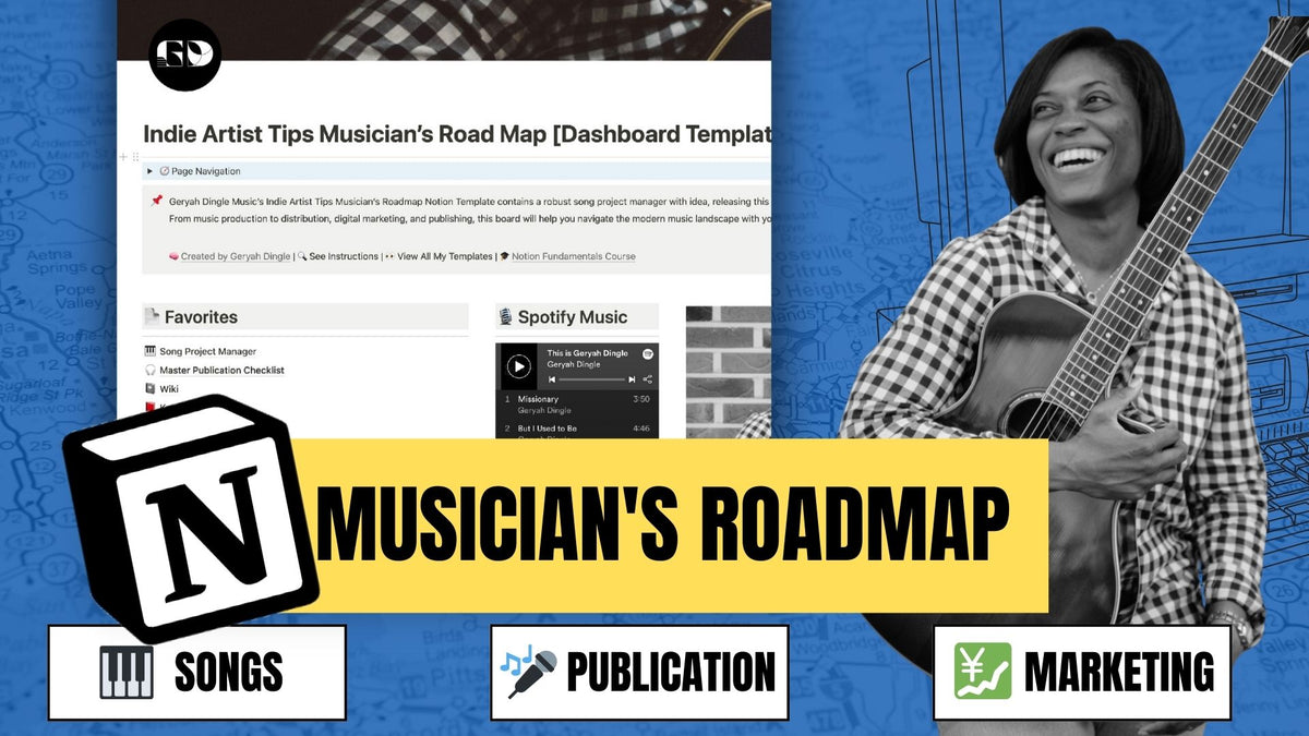 Musician’s Roadmap Notion Template - Songs, Distribution, & Marketing ...